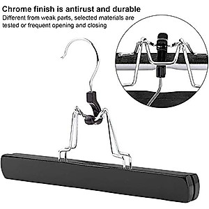 Yundxi Wooden Wig Hangers 5 Pack Non Slip Wood Pants Skirt Hangers Wood Jeans/Slack Hanger with 360° Swivel Hook (Black)