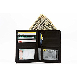 Big Skinny Leather Traveler Slim Wallet, Holds Up to 20 Cards and 4 Passports, Black