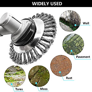 Darohz 8 Inch Weed Wacker Attachments Heads,Steel Wire Rotary Brush Cutter Trimmer Head Weed Blade, Universal Adapter Kits,Lightweight Gardening Lawnmower, Moss Grass Rust Removal