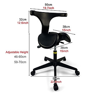 JMYSD Saddle Chair Ergonomic Saddle Stool Adjustable Saddle Chair Dental Stool for Hospital Laboratory Salon Office,B,L