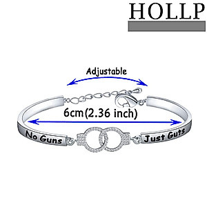 HOLLP Correctional Officer Gifts No Guns Just Guts Keychain Gift for Guard Prison Officer (Bracelet-S)