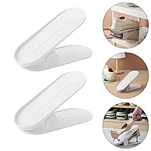 Baluue 6 pcs Shoe Small Rack Stacker High Stand Shoes Support Removable Slipper Plastic Slots Saver Cabinet Space-Saving Holder Organizer, Stands Layer Adjustable Heel for