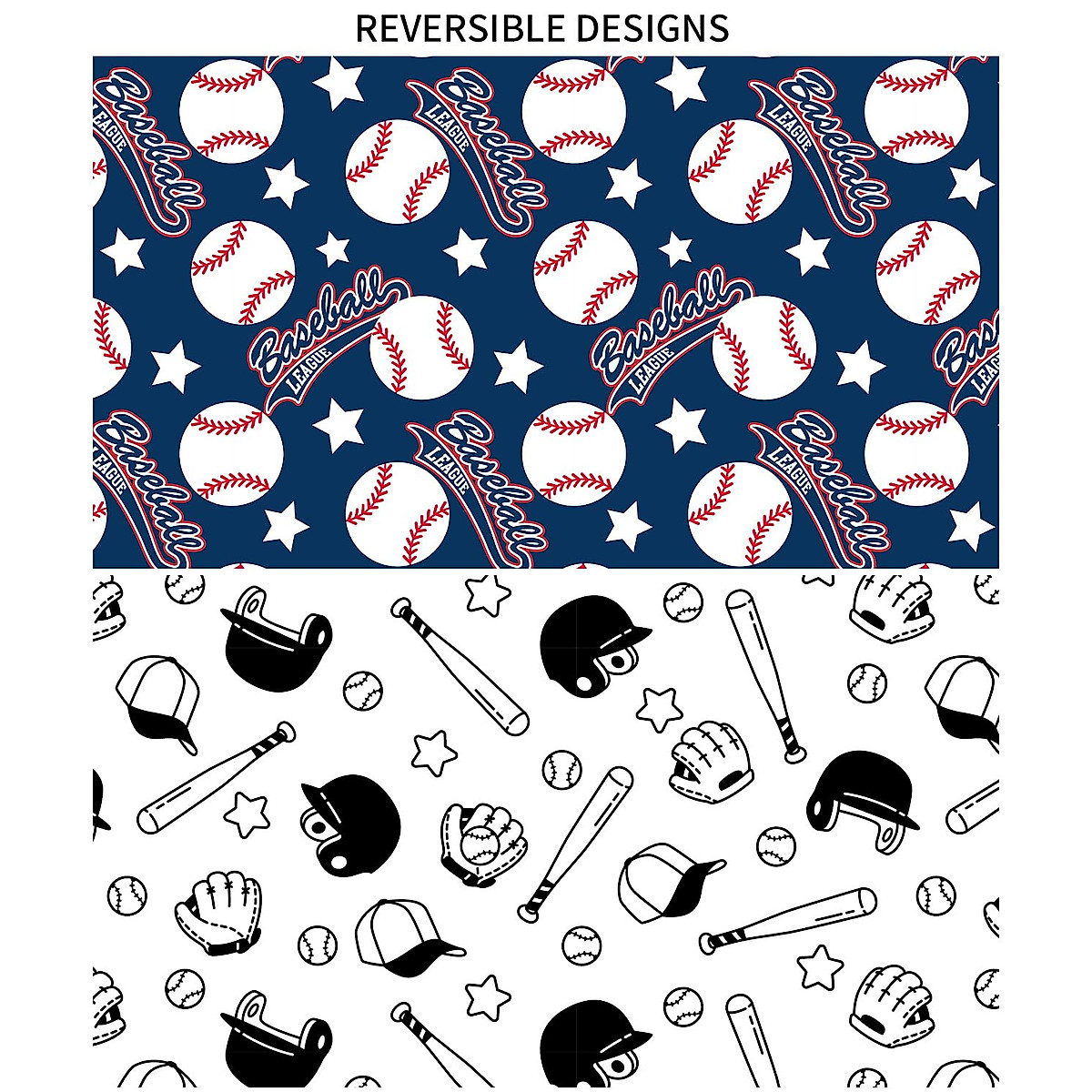 CAMKUZON Reversible Baseball Wrapping Paper for Birthday Celebration Party - 3 Large Sheets Cartoon Baseball Sports Themed Gift Wrap Paper - 27 Inch X 39.4 Inch Per Sheet