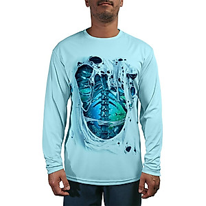 Rattlin Jack Men's Long Sleeve Fishing Shirt UV Protection WaterBones XL Lt.Blue