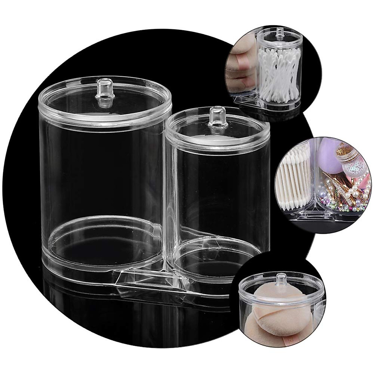 Cabilock Cotton Swab Holder Transparent Conjointed Cotton Swabs Storage Box Makeup Cotton Pads Box Toothpick Cass Cosmetic Organizer Holder for Home Bathroom Washroom Supplies Bathroom Containers