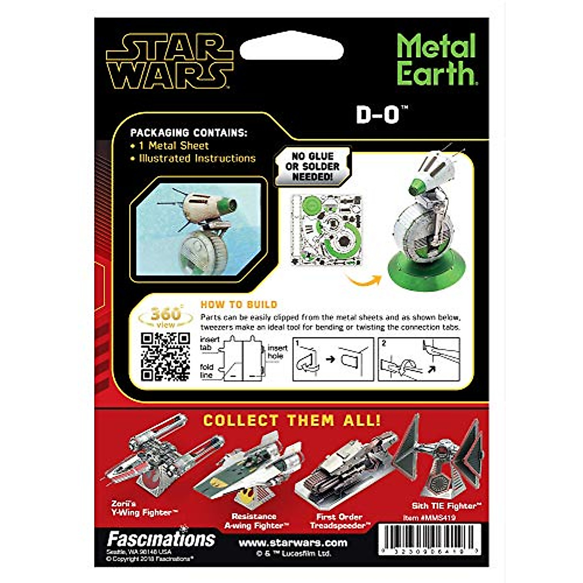 Metal Earth Star Wars D-O 3D Metal Model Kit Bundle with Tweezers Fascinations