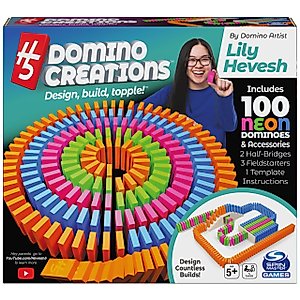 H5 Domino Creations 100-Piece Neon, Kids Games for Game Night, Building Toys for Outdoor Games, Lily Hevesh Dominoes Set for Adults & Kids Ages 5+
