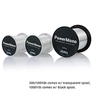 RUNCL PowerMono Fishing Line, Monofilament Fishing Line - Ultimate Strength, Shock Absorber, Suspend in Water, Knot Friendly - Mono Fishing Line (Clear, 6LB(2.7kgs), 300yds)