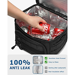 RalChyez Tactical Lunch Box for Men, Large Insulated Lunch Bag Expandable Double Deck Cooler Leakproof Waterproof Lunch Pail for Adult Women Work Office Shifts Picnic Travel Black