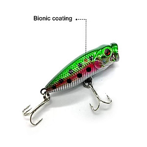 n/c SEASKY Fishing Plug Lures Micro Popper Topwater Trout Attack in Freshwater (Green)