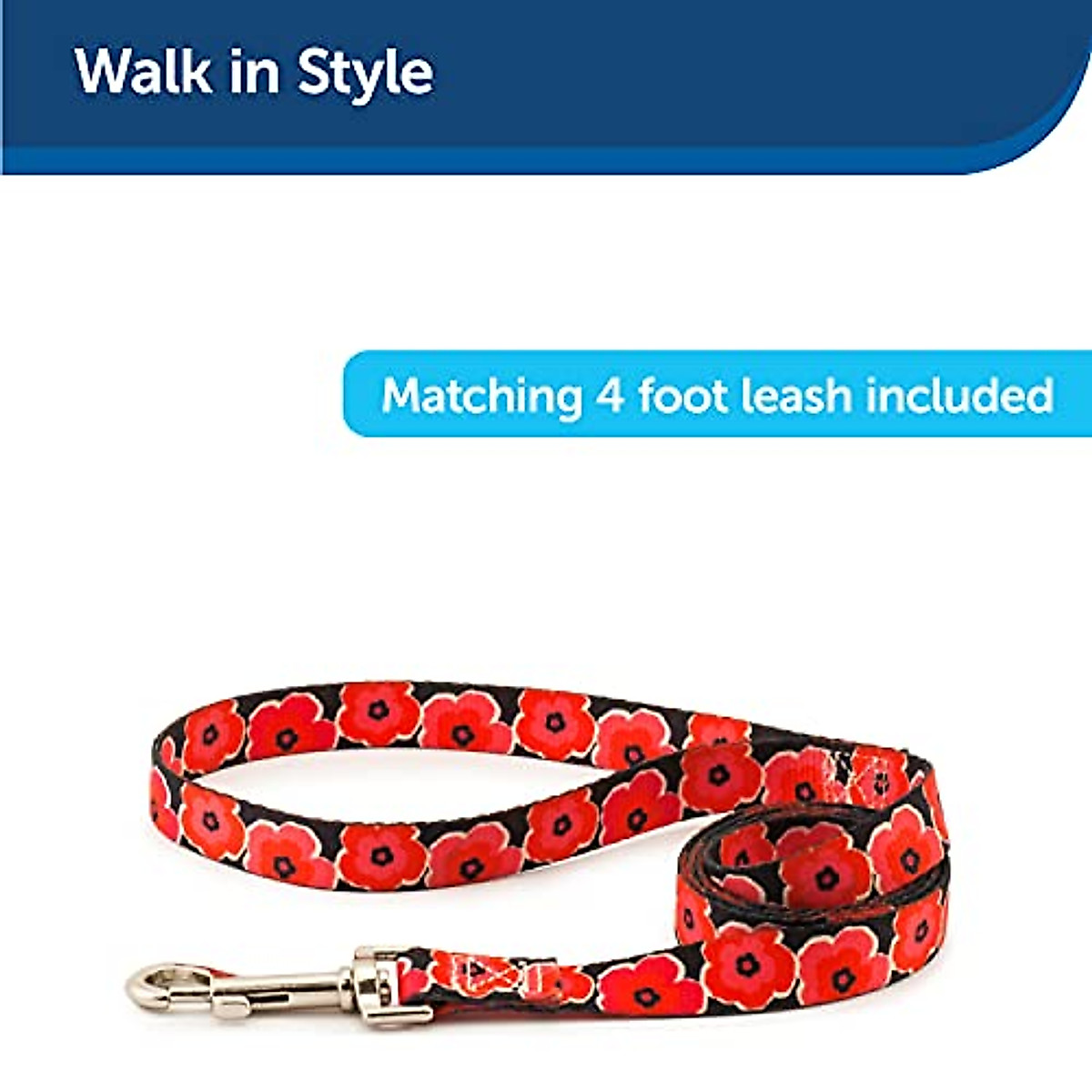 PetSafe EWH-C-HC-S-POP Easy Walk Chic Harness, Small, Poppies