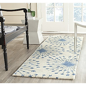 SAFAVIEH Bella Collection 5' Square Beige/Blue BEL123B Handmade Premium Wool Area Rug