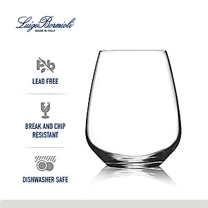 Luigi Bormioli Crescendo Crescendo 23.25 Ounce Stemless Wine Glasses, Set Of 4, Crystal SON-hyx Glass, Made In Italy.