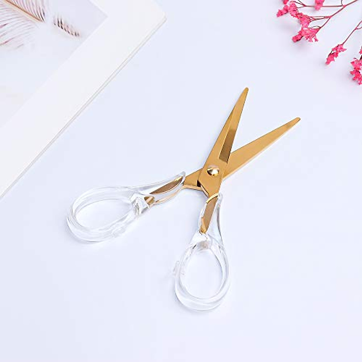 Koqye Multipurpose Scissors Acrylic Stainless Steel 6.3" Scissors Stylish Sharp Shears for Fabric Craft Supplies (Gold)