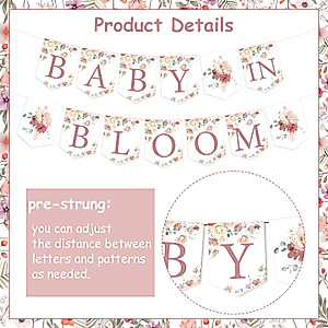 Baby in Bloom Baby Shower Decorations Girl - Floral Baby in Bloom Banner, Pre-Strung Flowers Baby Shower Banner for Wildflowers Boho Baby Shower Gender Reveal Birthday Party Supplies