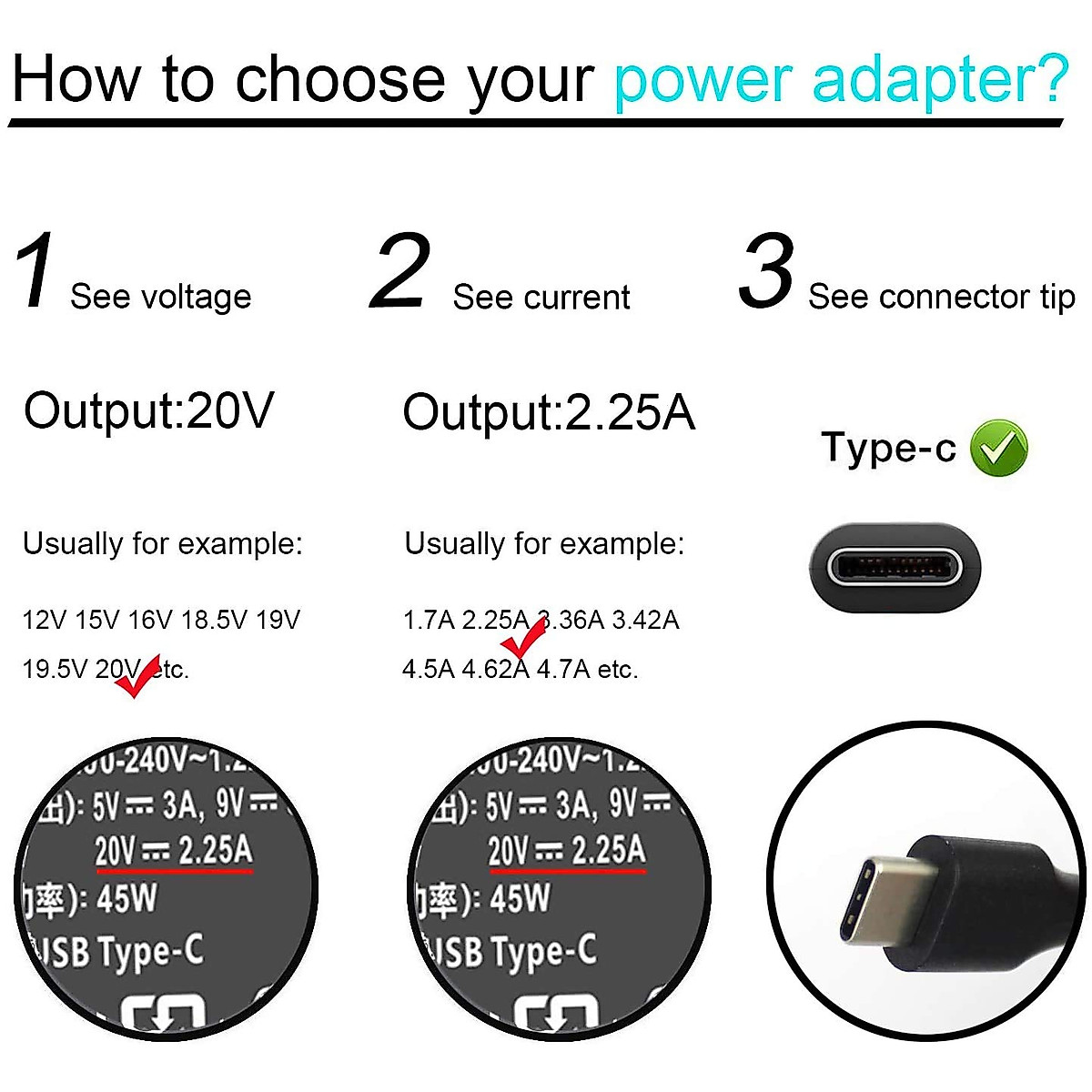 45W Type C USB C Laptop Charger Adapter Fit for Dell XPS 13 9333 9370 9360 9350 9365 9380 Latitude 13 3380 3390 3379 7350 7368 7370 7389 7390 2-in-1 Latitude 14 5490 7490 Latitude 15 5590 7569 Series