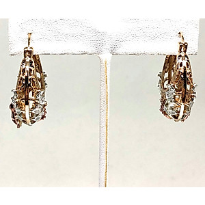 Fran & Co. Jewelry Gold Plated Tri Color Virgin Mary Flower Basket Earrings Virgen De Guadalupe Aretes Arracadas