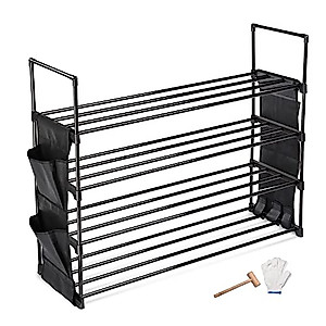 Yescom 4 Tier Shoe Rack Shelf Metal Shoe Tower 16 Pairs Shoe Storage Organizer Unit Entryway Closet Dorm Shelf Stackable Cabinet,35 7/16" L x 11 5/8" W x 29 1/2" H