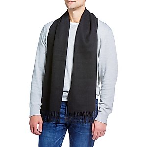 Fishers Finery Men's 100% Pure Cashmere Scarf, Warm and Comfortable (Black)