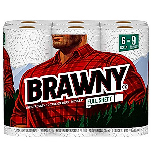 Brawny® Paper Towels, 6 Large Rolls = 9 Regular Rolls, Full Sheets