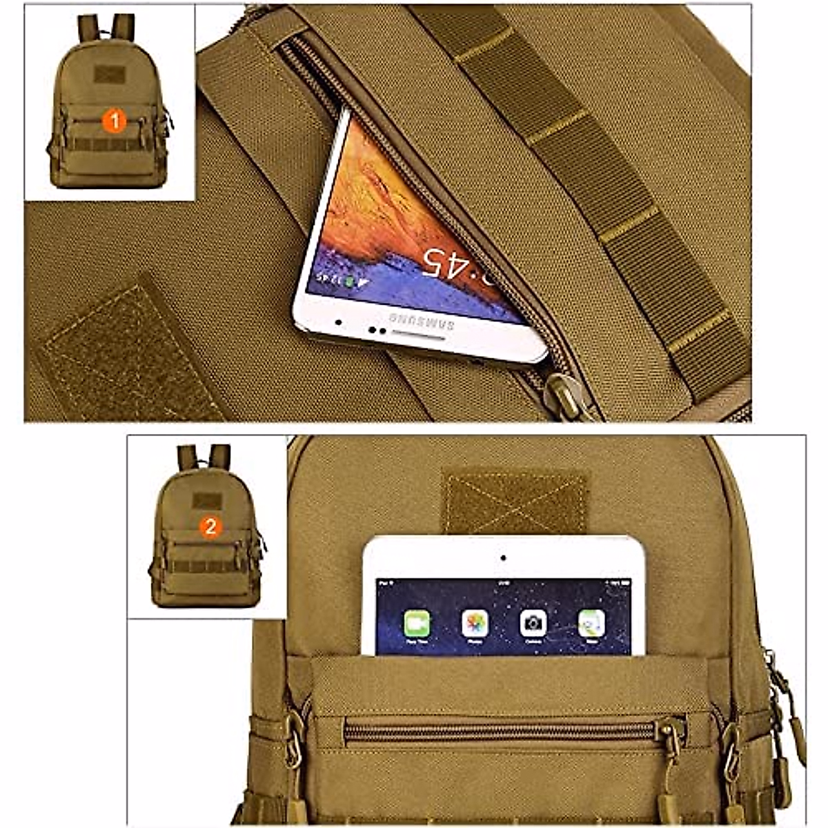 CREATOR 10L Mini Backpack Military MOLLE Tactical Backpack Rucksack Travel Daypack Gear Assault Pack (Brown)