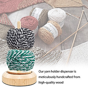 WNYNUEP Wooden Yarn Holder Dispenser for Crocheting, Portable Crochet Yarn Ball Holder for Knitting, Wool Rope Finisher Ribbon Storage Knitting Winder Embroidery Crochet Accessories