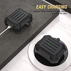 Valkit Compatible AirPods Case Cover for Men Women, Full-Body Rugged Protective Airpods Cover with Keychain Air Pod 2 Case for Airpods Wireless Charging Case 2 & 1 - Black