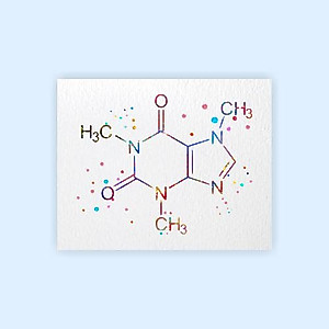 Dignovel Studios 8X10 Unframed Caffeine Molecule Chemical Symbol Watercolor Art Print Poster Housewarming Wall Giclee Office Home Decor DN536
