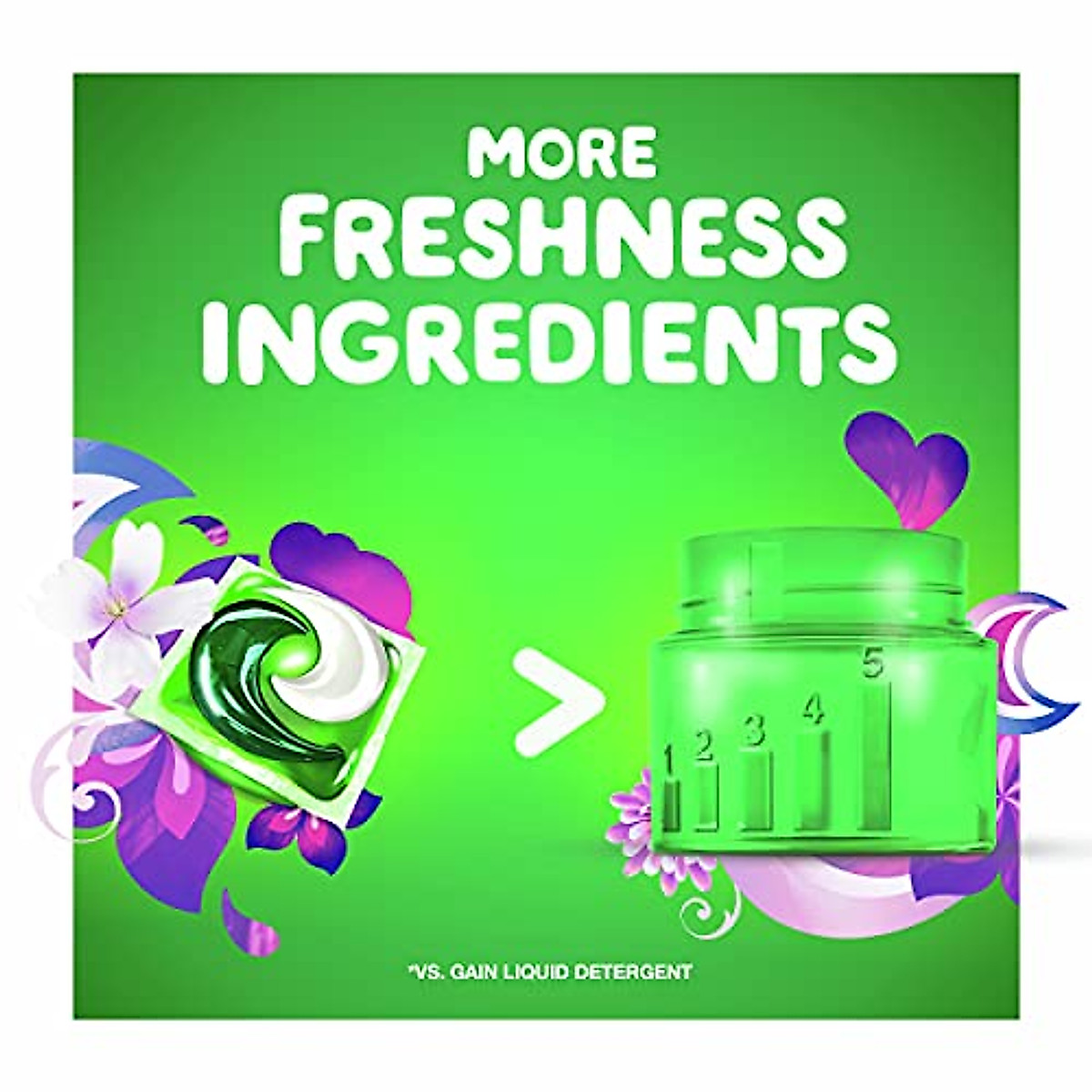 Gain flings! Liquid Laundry Detergent Pacs, Moonlight Breeze, 42 Count