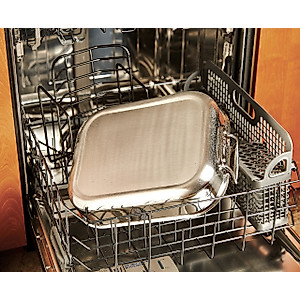 All-Clad Specialty Stainless Steel Roaster with Nonstick Rack 11x14 Inch Oven Broiler Safe 500F Roaster Pan, Pots and Pans, Cookware Silver