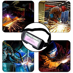 Welder Glasses, Solar Auto Darkening Welding Goggles Safety Protective Welder Mask Helmet with Adjustable Shade Eye Protection PC Anti-glare Glasses for Welder or DIYer Black