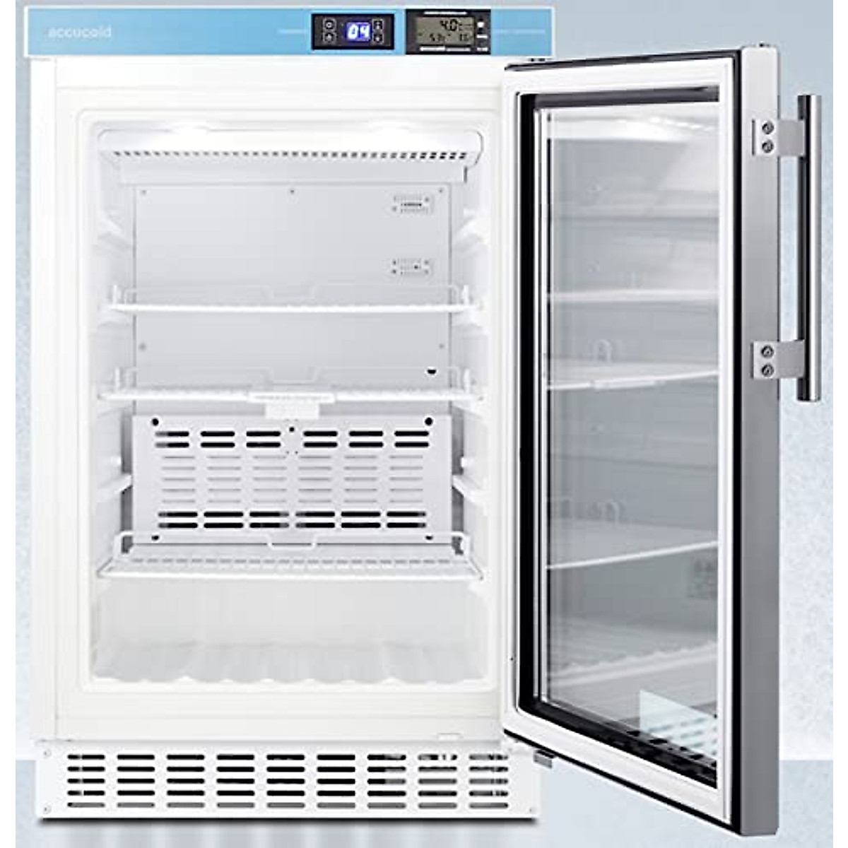 Summit Appliance ACR46GLCAL Pharmacy ADA Compliant 20" Wide All-refrigerator with NIST Calibrated Alarm/Thermometer, Stainless Steel Trimmed Glass Door, Frost-free, Self-closing Door and Lock