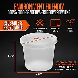 SQUATZ 100 Microwavable Food Container - 32oz Translucent Meal Box Storage with Lids, Ideal for Storing Soups, Condiments, Sauces, Dressing, Salads, Fruit, Baby Food, Healthy Snacks, and Leftovers