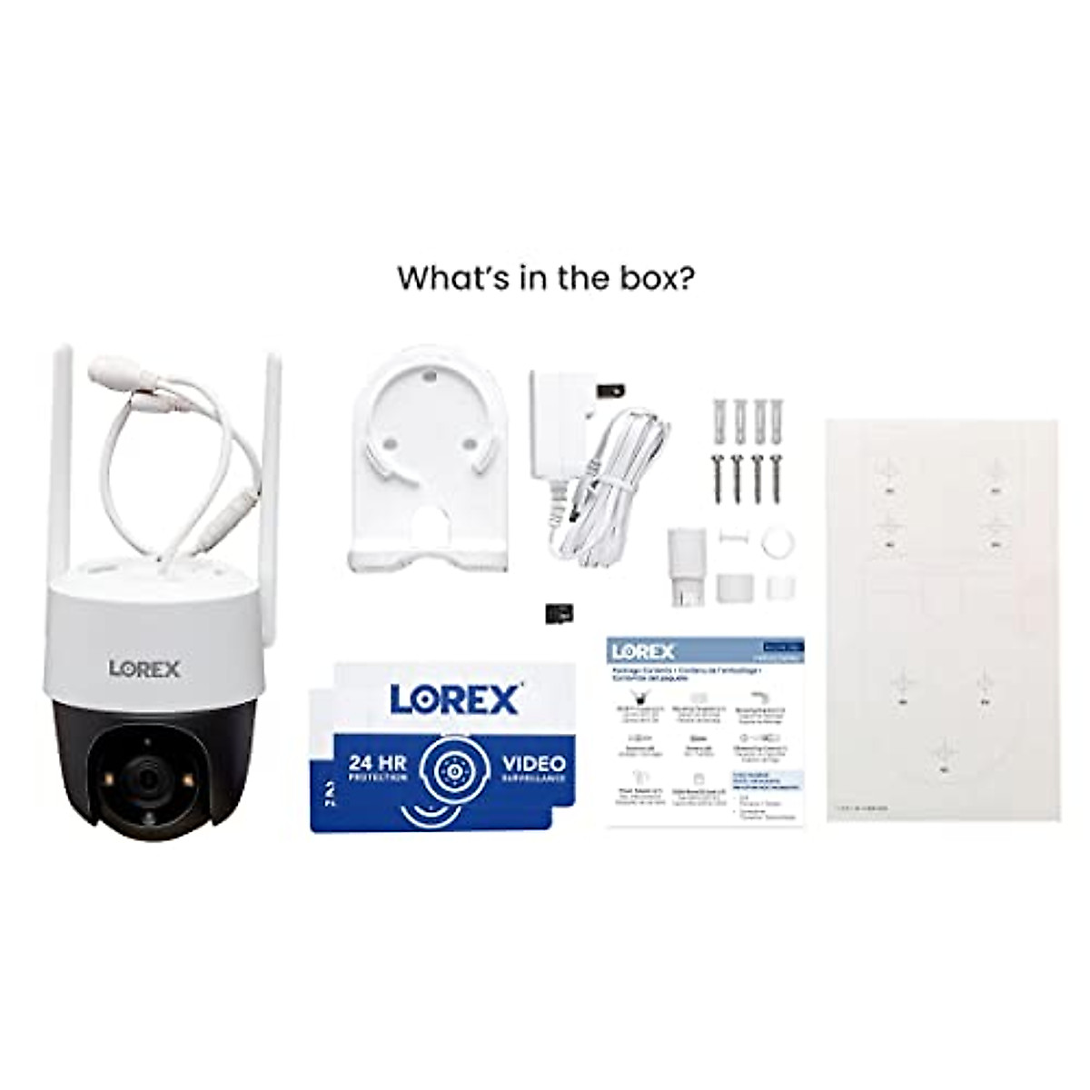 Lorex 2K Pan-Tilt Indoor/Outdoor WiFi Security Camera with 32GB MicroSD Card, Auto-Tracking, Color Night Vision, Person Detection, and Warning Light/Siren