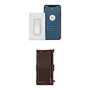 Leviton D215S-2RW Decora Smart Wi-Fi Switch (2nd Gen), Works with Hey Google, Alexa, Apple HomeKit/Siri, and Anywhere Companions, No Hub Required, Neutral Wire Required, with Brown Color Change Kit