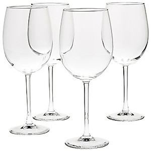 Amazon Basics All-Purpose Wine Glasses, 19-Ounce, Set of 4, Clear