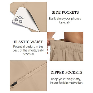 COOFANDY Mens Casual Shorts Stretch Flat Front Hybrid Shorts Lightweight Quick Dry Hiking Golf Daily Shorts with Pockets Khaki