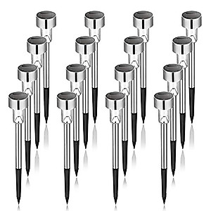 GIGALUMI 16 Pack Solar Path Lights Outdoor,Solar Lights Outdoor Waterproof,Stainless Steel LED Landscape Lighting,Solar Garden Lights for Driveway,Pathway,Patio,Yard