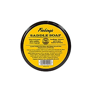 Fiebing's Saddle Soap 12oz - Yellow - Clean, Polish and Maintain Saddles, Shoes, Luggage, Handbags - Thoroughly Cleans & Restores Natural Preservative Leather Oils to Maintain Suppleness & Strength
