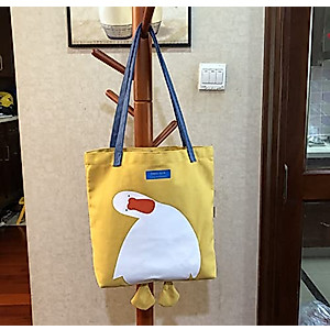 AWXZOM Cute Canvas Tote Bag graphic tote bag funny bags Lunch Grocery (yellow duck)