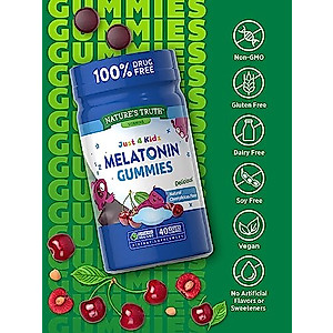 Nature's Truth Kids Melatonin Gummy | 1mg | 40 Count | Vegan, Non-GMO & Gluten Free Gummies | Cherry Flavor