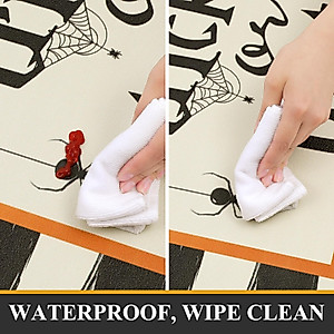 Pauwer Halloween Kitchen Mat Set of 2, Trick or Treat Anti Fatigue Kitchen Rugs Fall Decor, Non Slip Pumpkin Kitchen Runner Rug Set, Cushioned Waterproof Kitchen Foam Mat for Floor