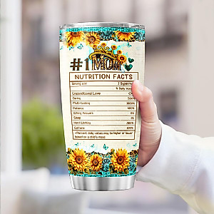 JENOIS Leopard Mothers Women Tumblers Mama For Ever Mother Print Coffee Day Best Cheetah Cups Sunflower Funny, Mom Gifts, Tumbler 20 Oz With Lid And Straw, 1 Mom Nutrition Facts