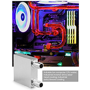 40 * 40mm Aluminum Water Cooling Block for Liquid Water Cooler Silver Heat Sink System for CPU Radiator Heatsink (2 Pack)