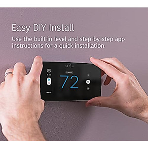 Sensi Touch 2 Black Smart Thermostat by Emerson with Touchscreen Color Display, Programmable, Wi-Fi, Mobile App, Easy DIY, Data Privacy, Works with Alexa, Energy Star Certified, ST76, C-Wire Required