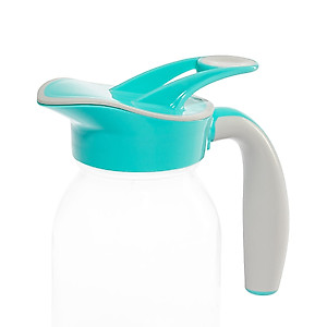 Ergo Spout mason jar traditional styled spout with ergonomic handle for syrup, dressing, gravy, sauce – nonsealing flip top cover (REGULAR MOUTH, Vintage Blue - Teal)