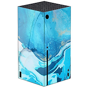 PlayVital Aquamarine Watercolour Custom Vinyl Skins for Xbox Series X, Wrap Decal Cover Stickers for Xbox Series X Console Controller
