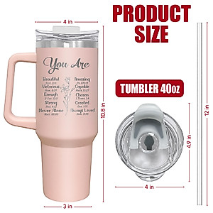 TEEZWONDER Gifts for Women, Mom - Mothers Day, Birthday, Religious, Inspirational, Thank You Gifts for Women Christian, Mom, Friends, Coworkers - You Are 40 oz Insulated Tumbler With Handle And Straw
