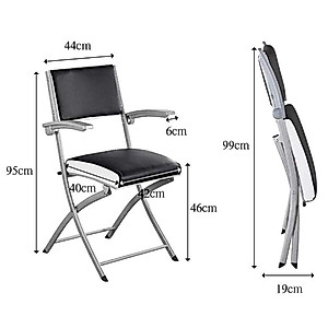 VejiA Metal Folding Chair, Office Chair Metal PU Soft Bag Seat Conference Dining Chair Home