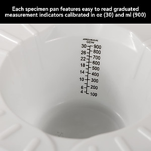 Graduated Specimen Collector Pans [Pack of 5] Toilet Nursing Hat for Urine, Vomit & Stool Collection Fits Over Toilets and Commodes - 30 oz for Women and Elderly (5)